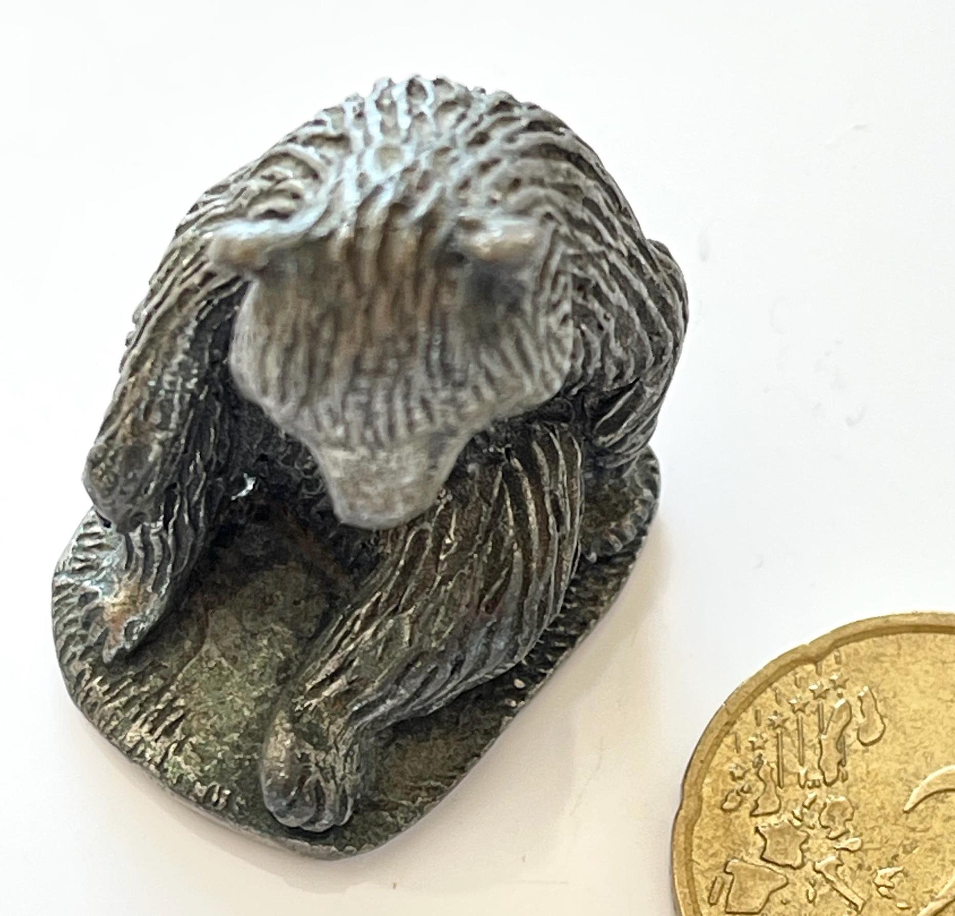 Cute Small Brown Pewter Bear Figurine French Vintage Textured Sitting ...