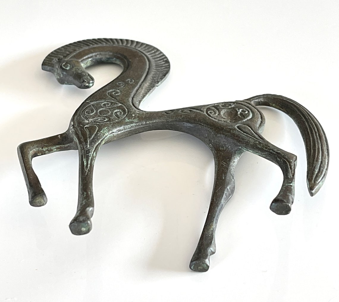 Horse Bronze Metal Ancient Greek Figurine Statue Mycenean Bowed Head ...