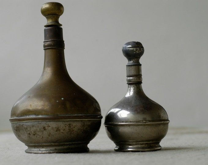 Antique Barber Perfume Bottles / Two / Metal Barber Shop Decor ...