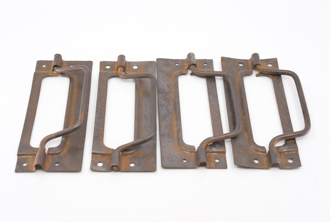 4 Metal Primitive Rustic Door Cabinet Pulls Handles Salvage French ...