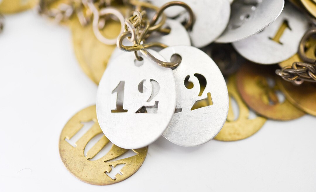 Large Lot of 75 Metal Number Tags French Vintage Brass Silver Tone ...