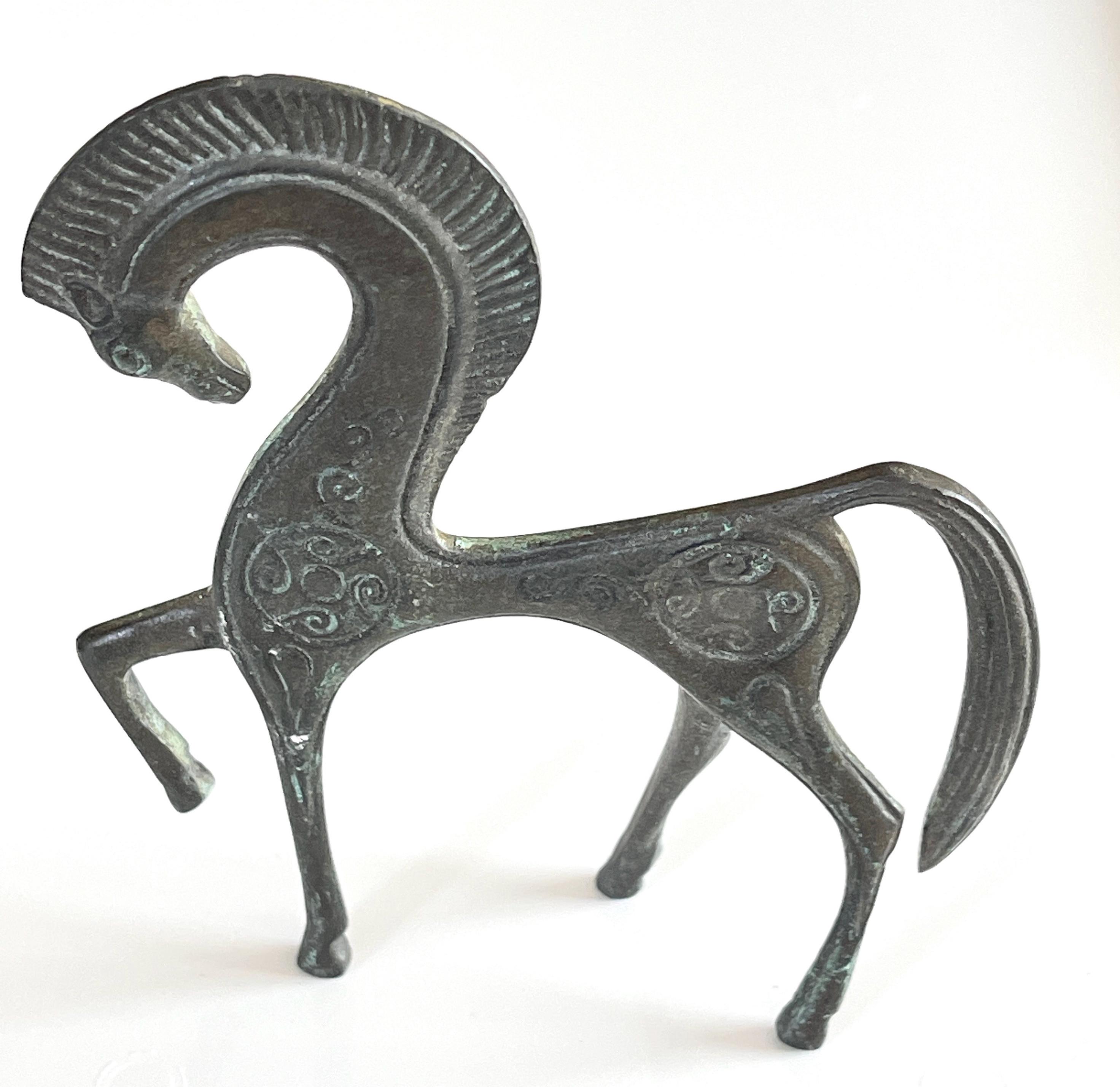 Horse Bronze Metal Ancient Greek Figurine Statue Mycenean Bowed Head ...