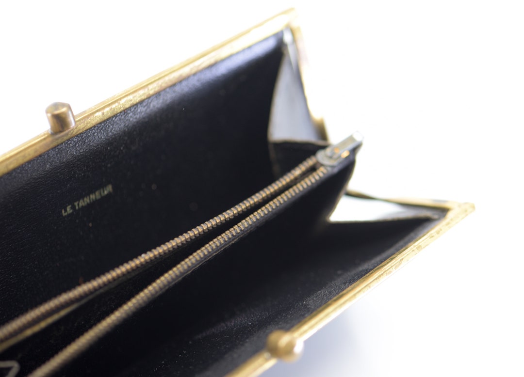 Wallet Purse French Vintage LE TANNEUR Black Leather Accessory Porte ...