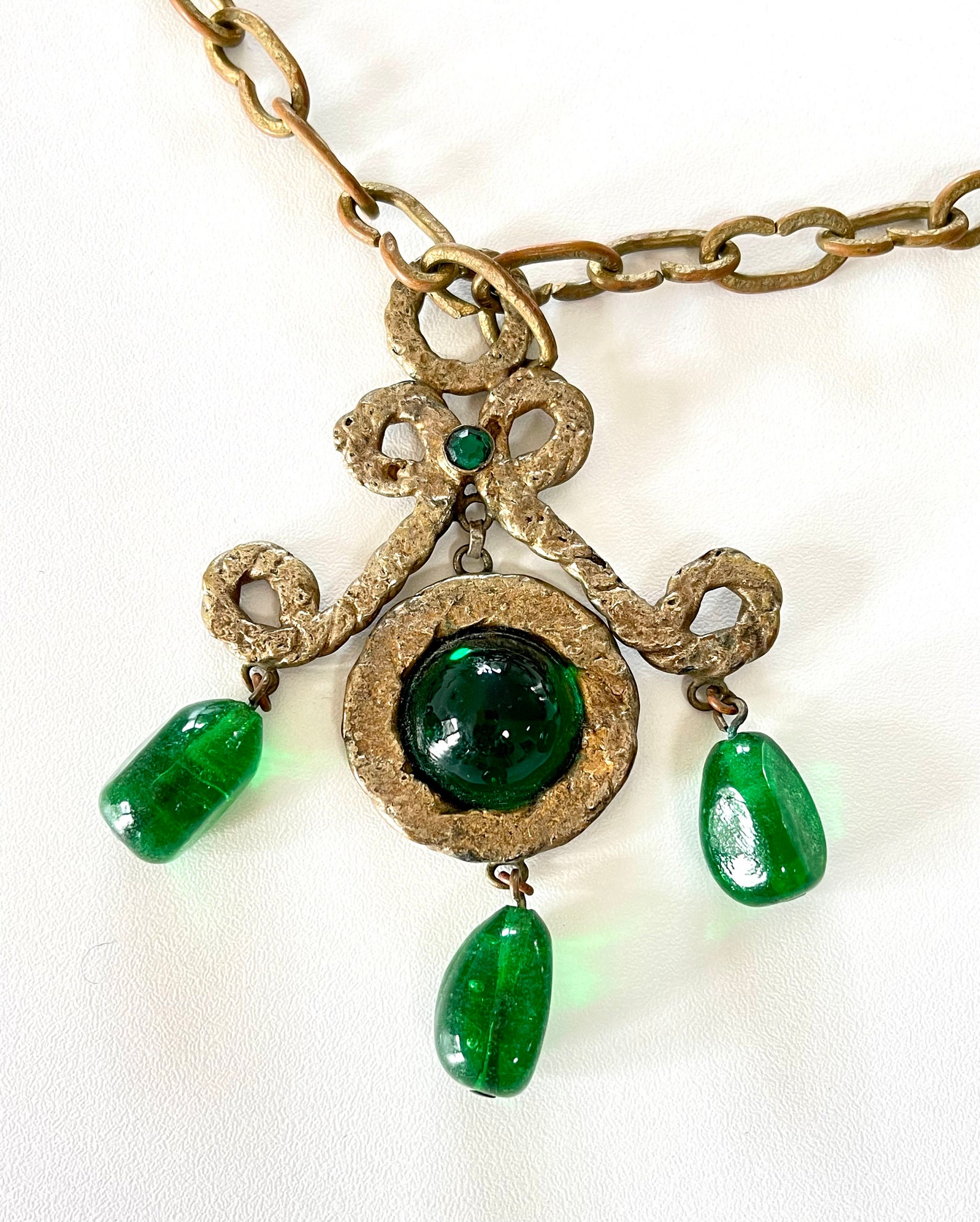 Henry Perichon Necklace Talosel Medieval Revival Bronze Poured Green ...