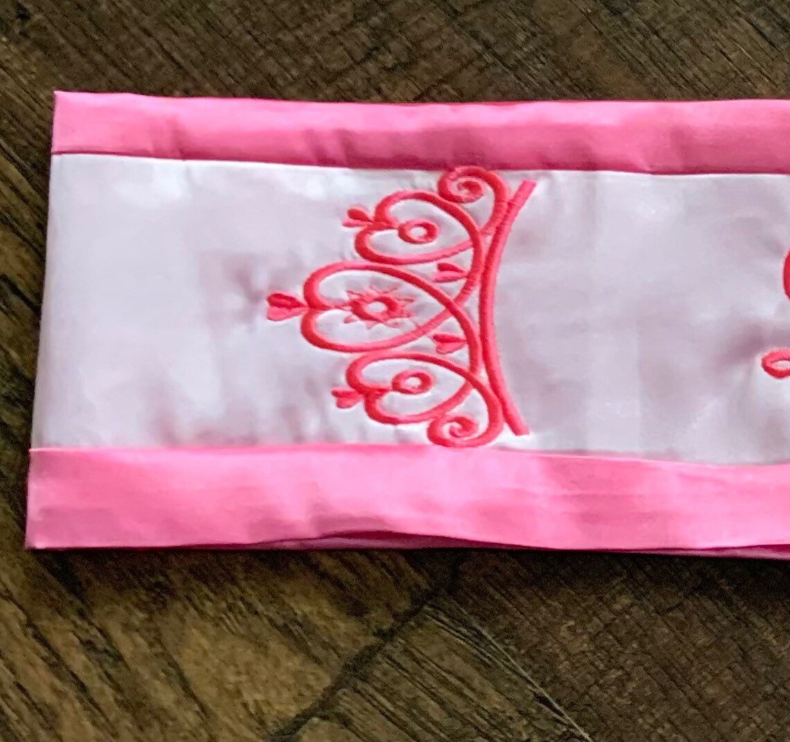 Pink Pageant Sashes Bridal sashes Embroidery Satin Sashes - Etsy