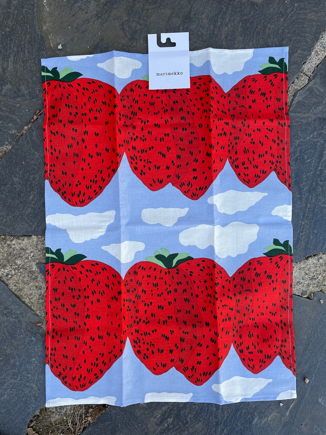 Marimekko Mansikkavuoret Linen Cotton Kitchen Towel From Finland - Etsy