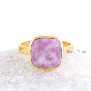 Lepidolite Ring-lepidolite Cushion 10x10mm Gold Plated Sterling Silver ...