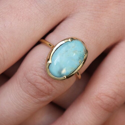 Turquoise Oval Ring Arizona Turquoise 10x16mm Oval Shape - Etsy