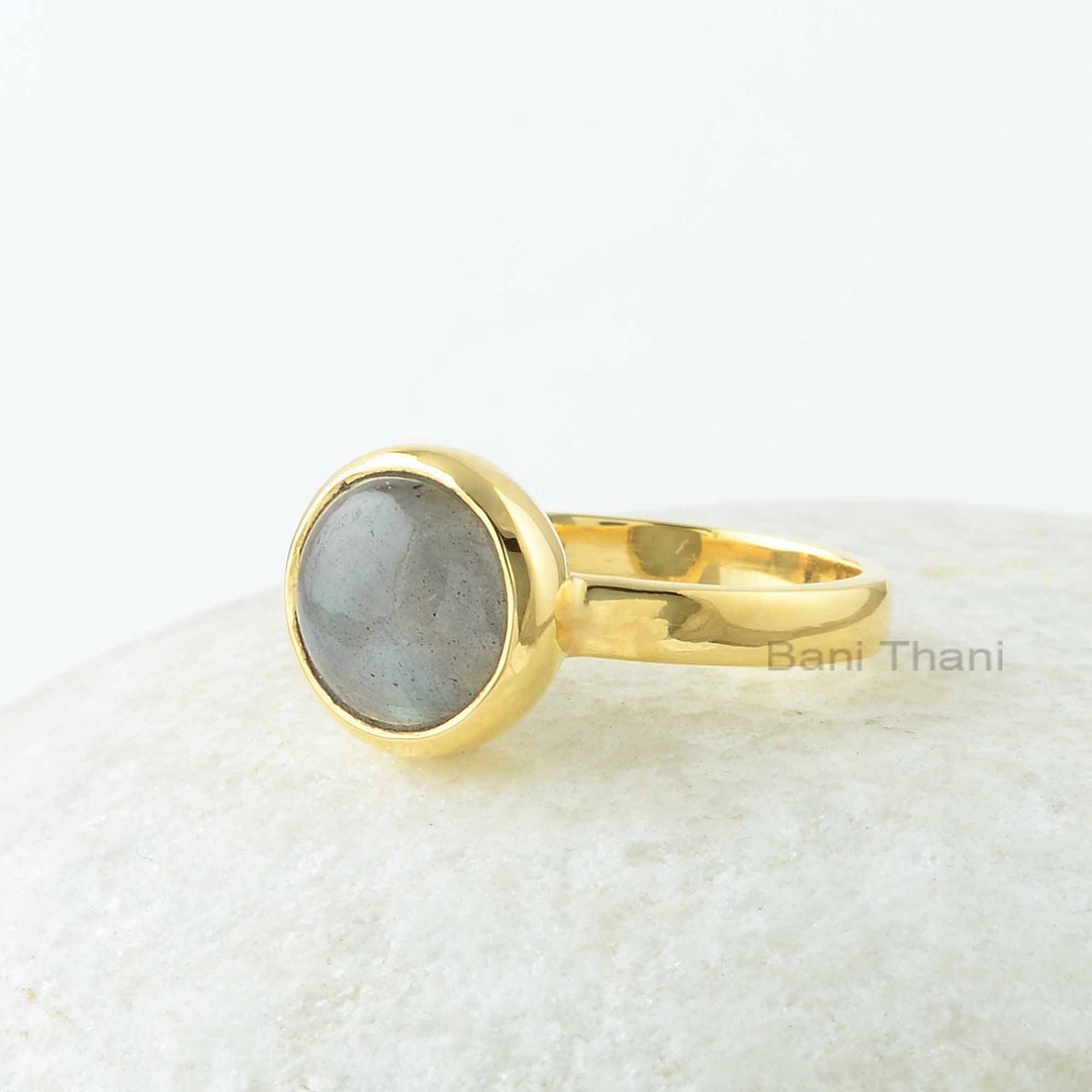 Gold Plated Labradorite Ring Labradorite 9mm Round Shape - Etsy