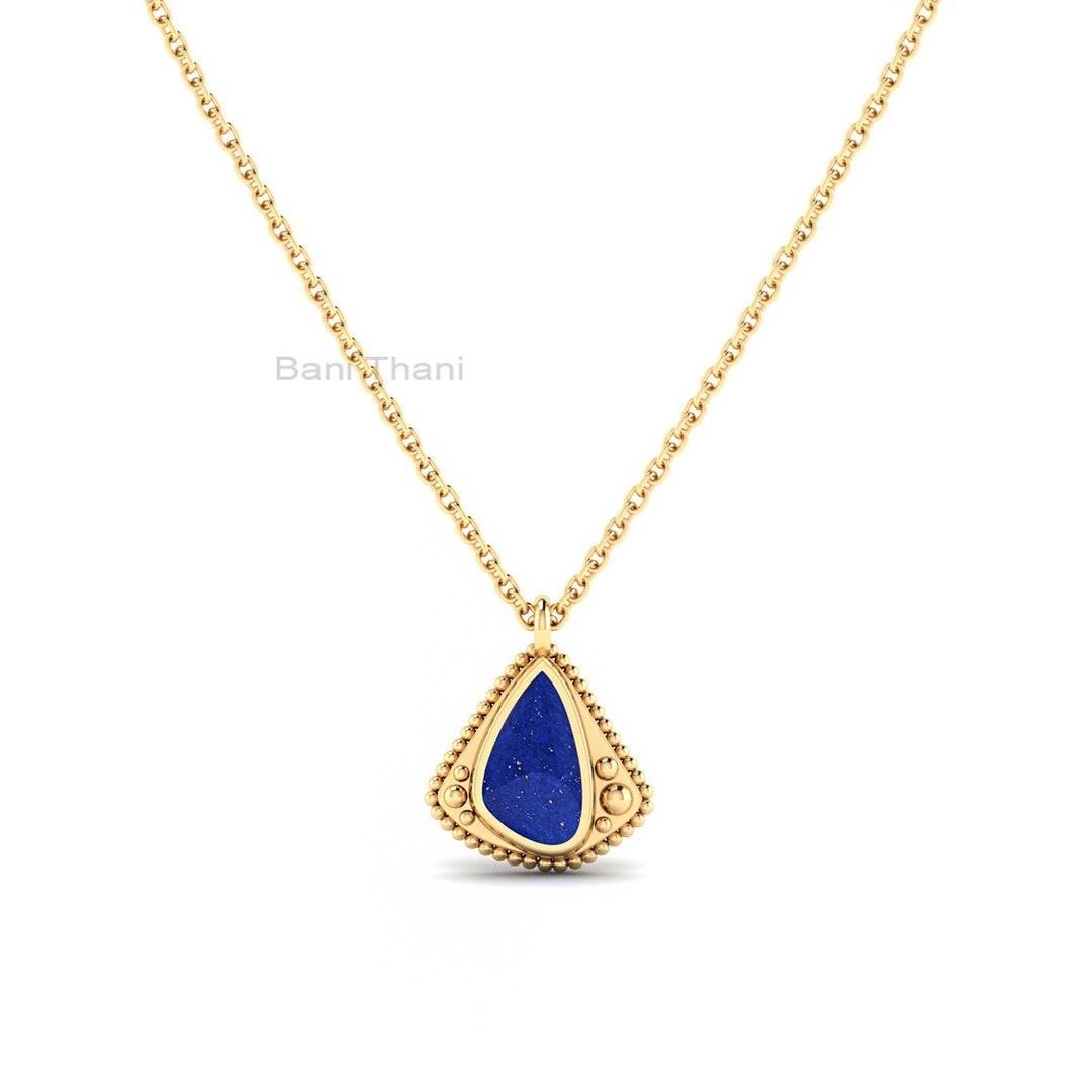 Vintage Lapis Lazuli Trillian Pendant Necklace, 18k Gold Plated 925 ...