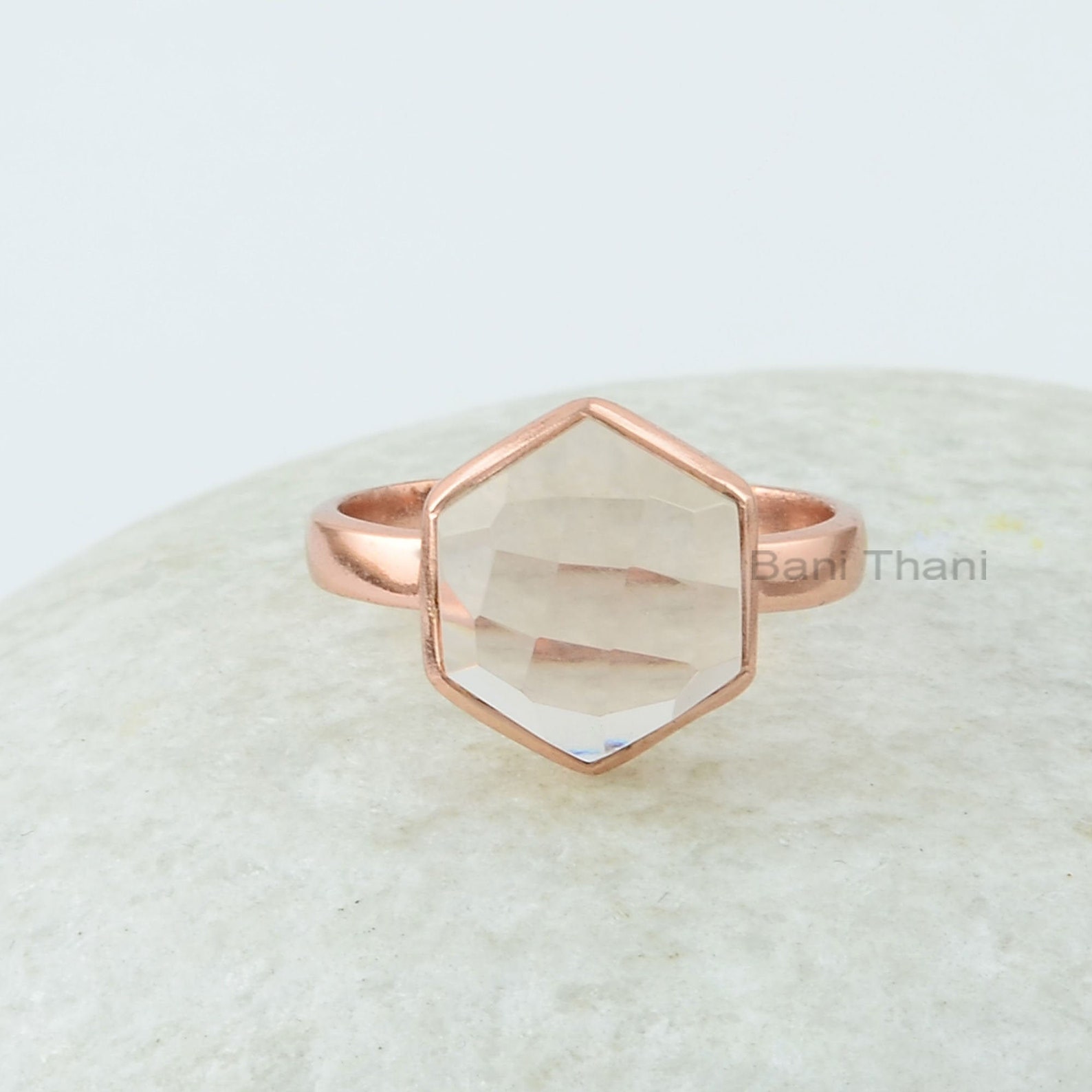 Morganite Ring 10mm Hexagon Shape Gemstone Handmade Ring - Etsy