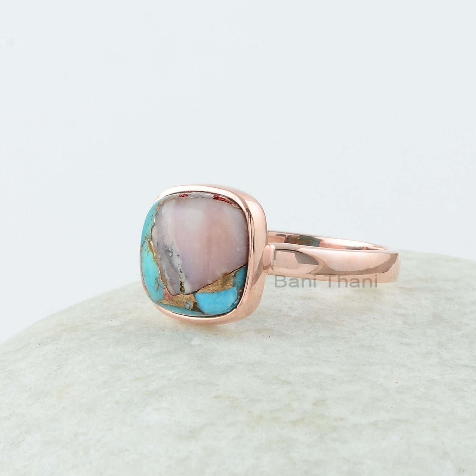 Turquoise Ring 925 Silver Pink Opal Copper Turquoise - Etsy