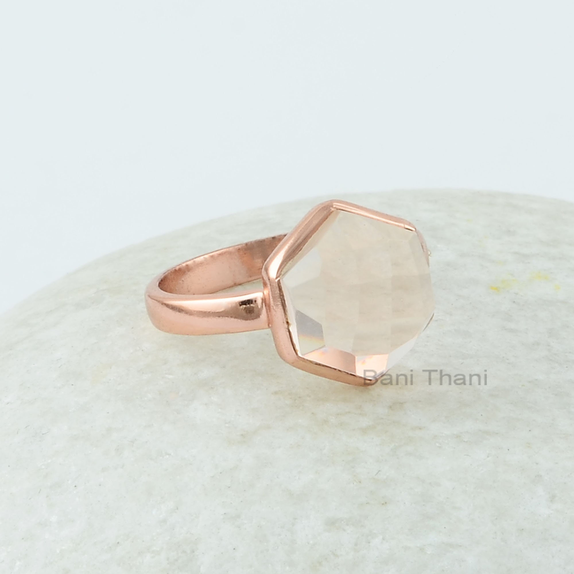 Morganite Ring 10mm Hexagon Shape Gemstone Handmade Ring - Etsy