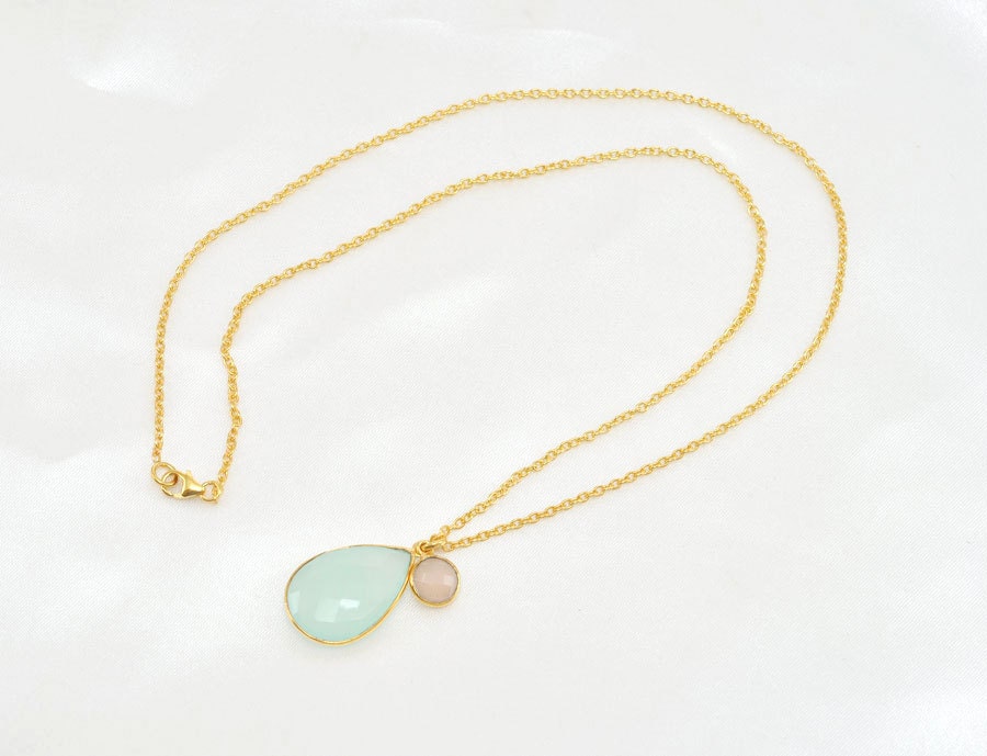 Aqua Chalcedony 16x23mm Pink Chalcedony 8mm Beautiful Pear - Etsy