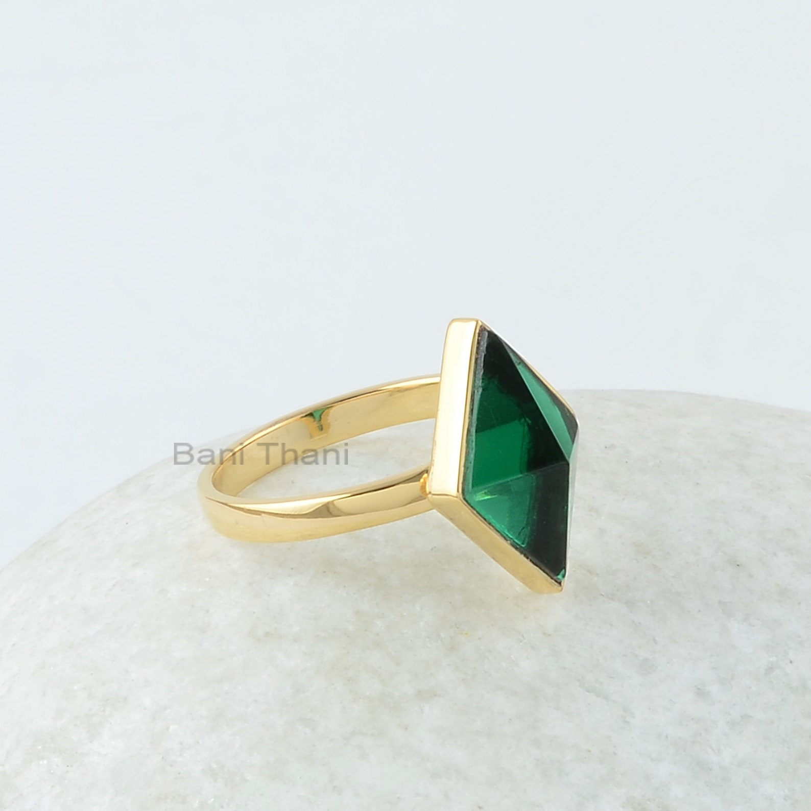 Emerald Quartz Ring, Emerald Quartz 10x16 Mm Pyramid Gemstone Ring ...