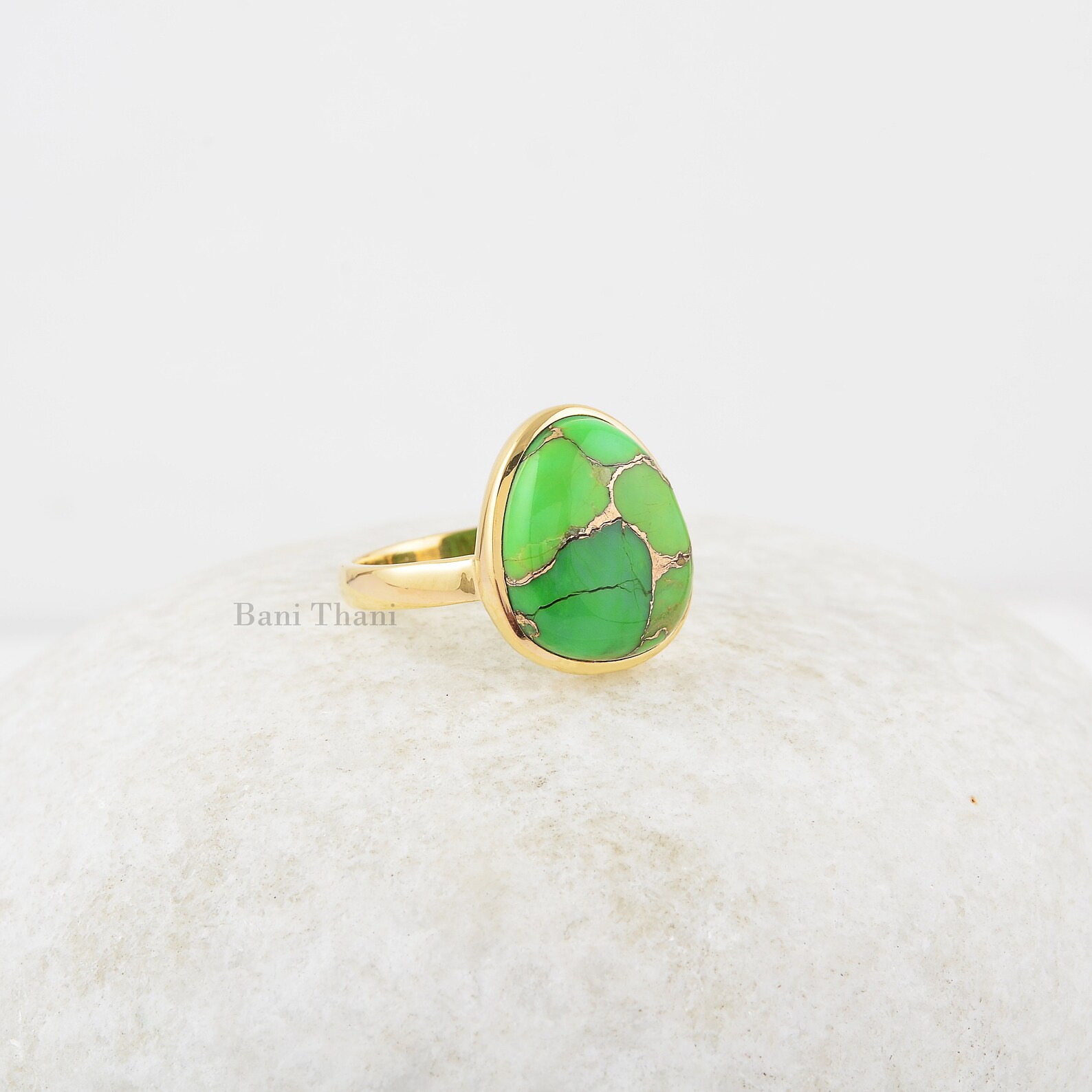 Green Turquoise Ring Copper Green Turquoise 12x14mm Nugget | Etsy
