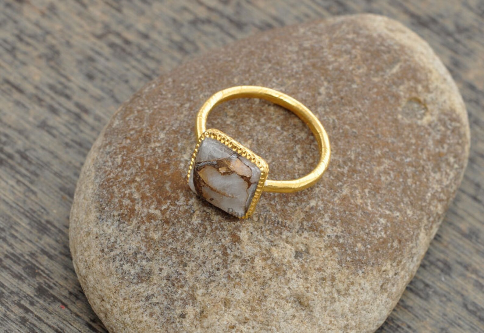 Copper White Calcite Square 10mm Micron Gold Plated 925 Sterling Silver ...