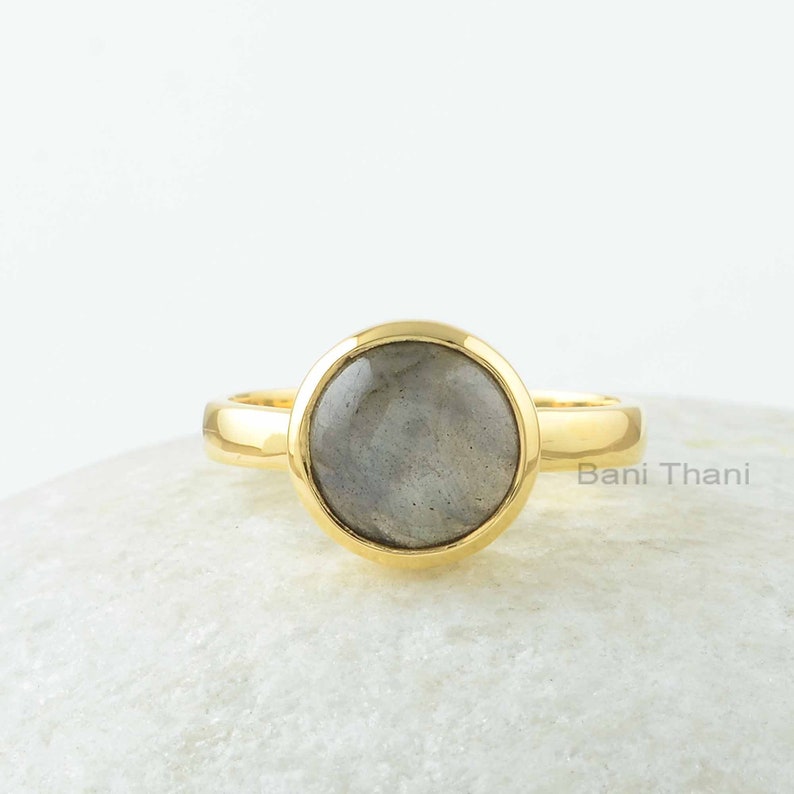 Gold Plated Labradorite Ring Labradorite 9mm Round Shape - Etsy