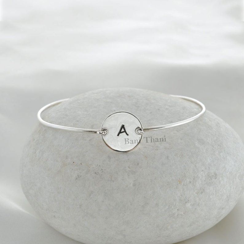 Personalized Alphabet Bangle Hand Stamped Bracelet - Handcrafted ...