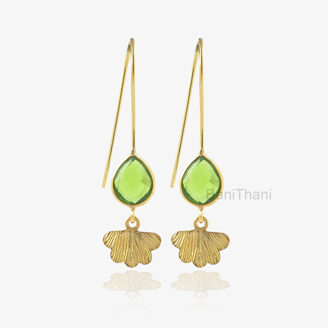 Peridot Quartz Earrings, Peridot Quartz 8x10mm Pear Gemstone Silver ...