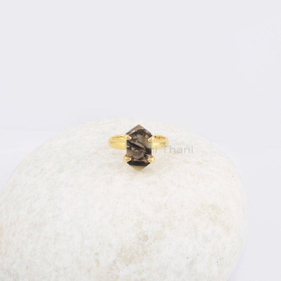 Hexagon Black Copper Shell Ring Black Shell 8x15 MM Gemstone - Etsy