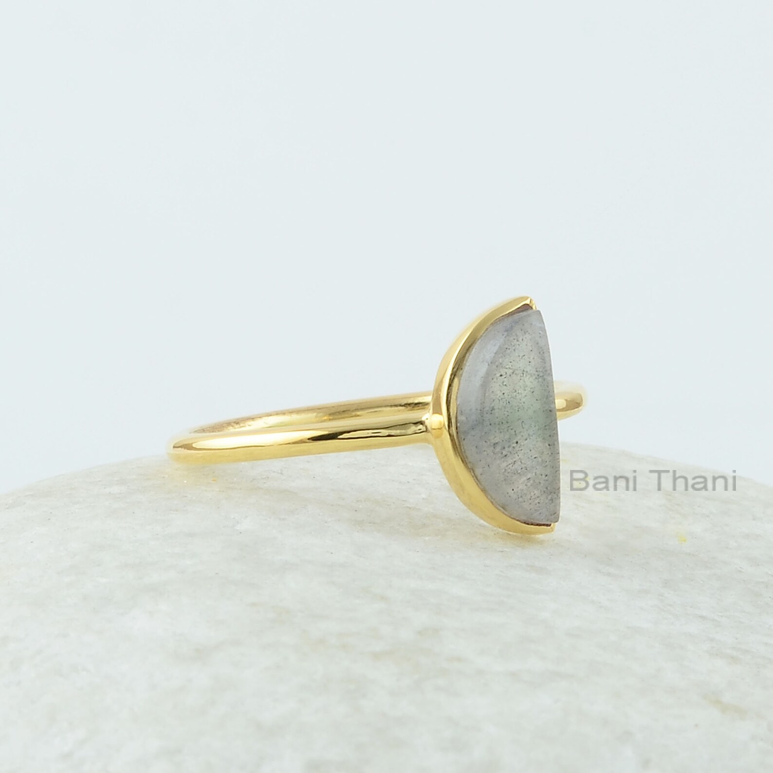 Half Moon Ring Labradorite 5x10 Mm Half Moon Gemstone Ring - Etsy