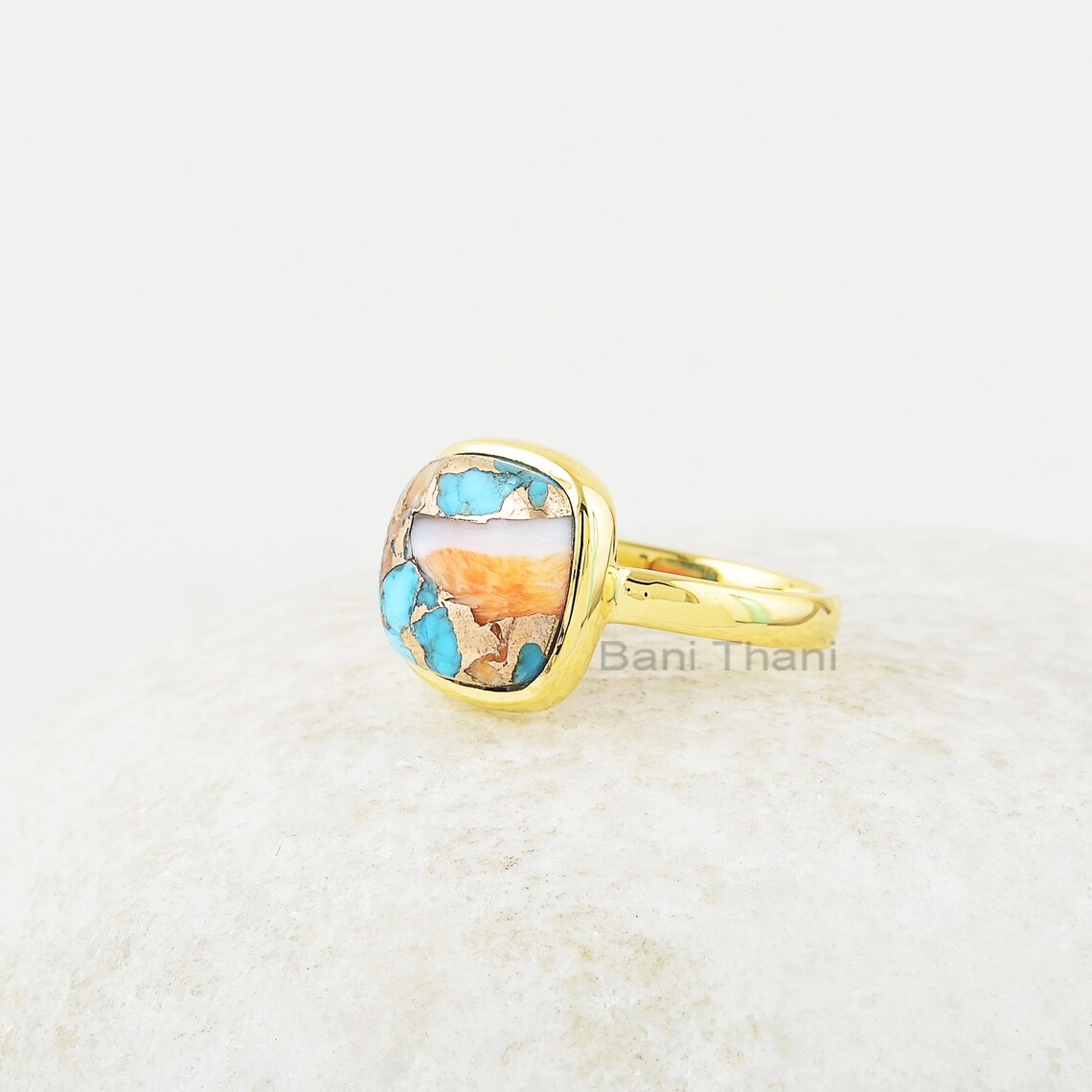 Oyster Turquoise Ring - 925 Solid Silver - Handmade Ring - 10mm Oyster ...
