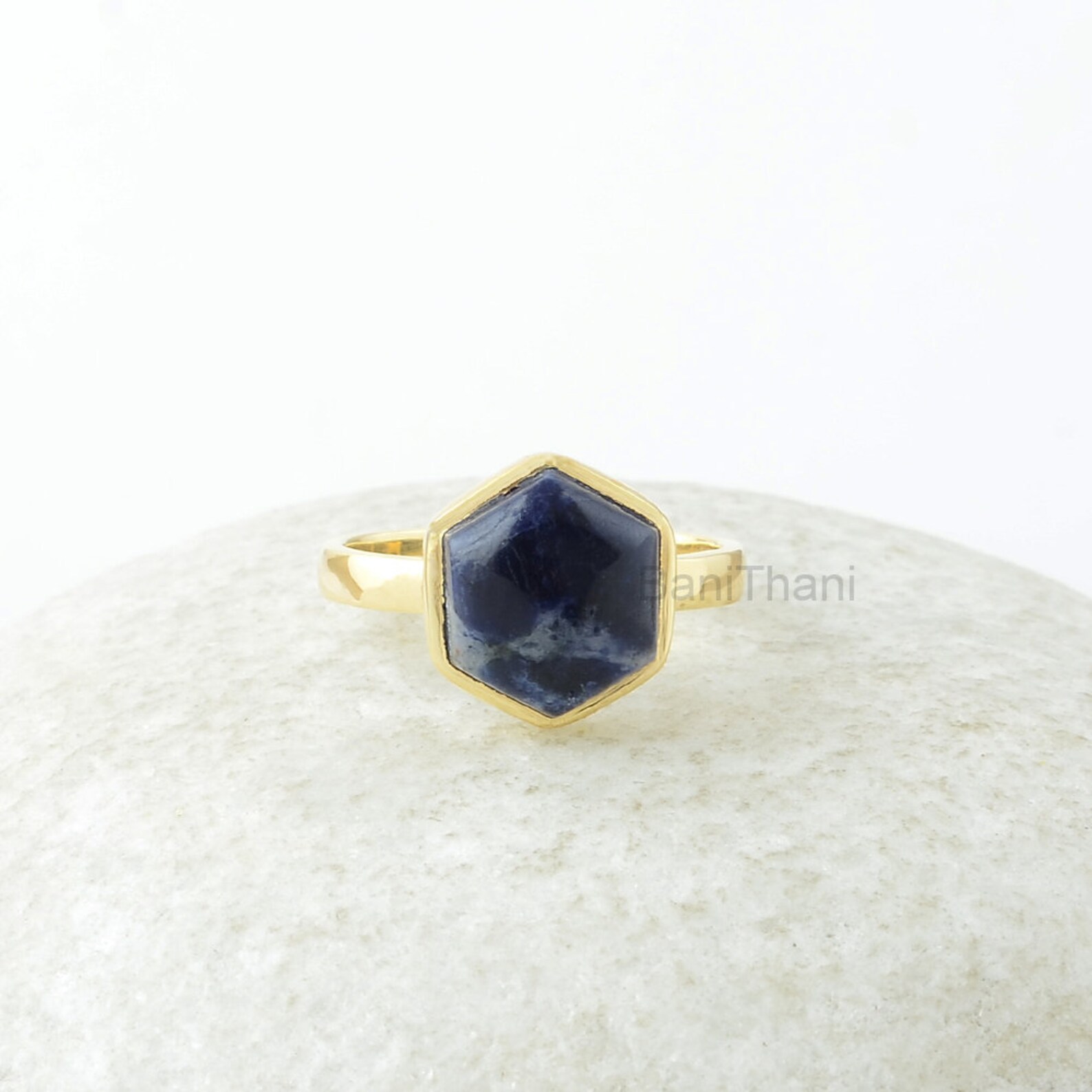 Sodalite Ring, Sodalite Gemstone 10mm Hexagon Sterling Silver Ring ...