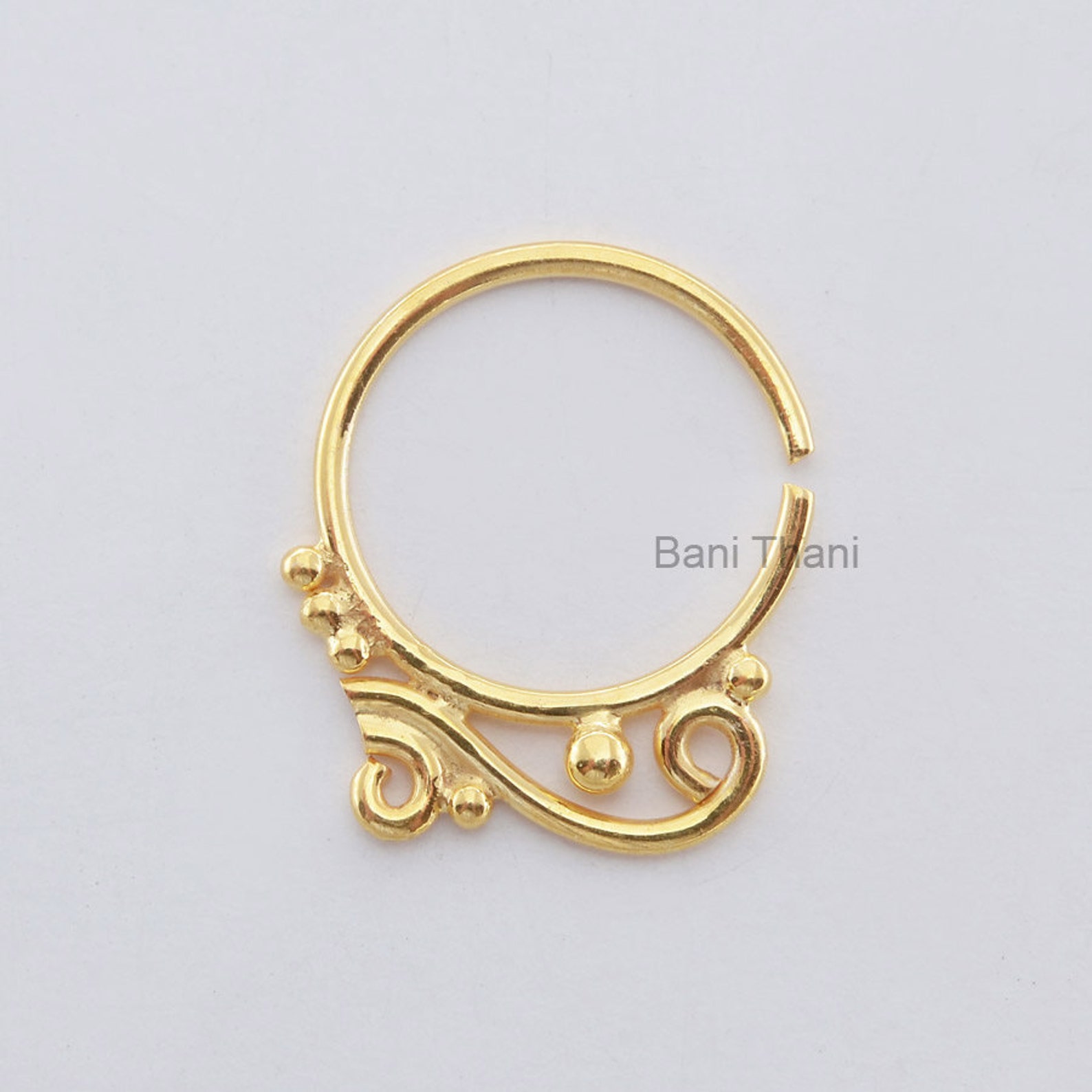 Beautiful Designer Gold Plated 925 Sterling Silver Nose Ring, Septum ...