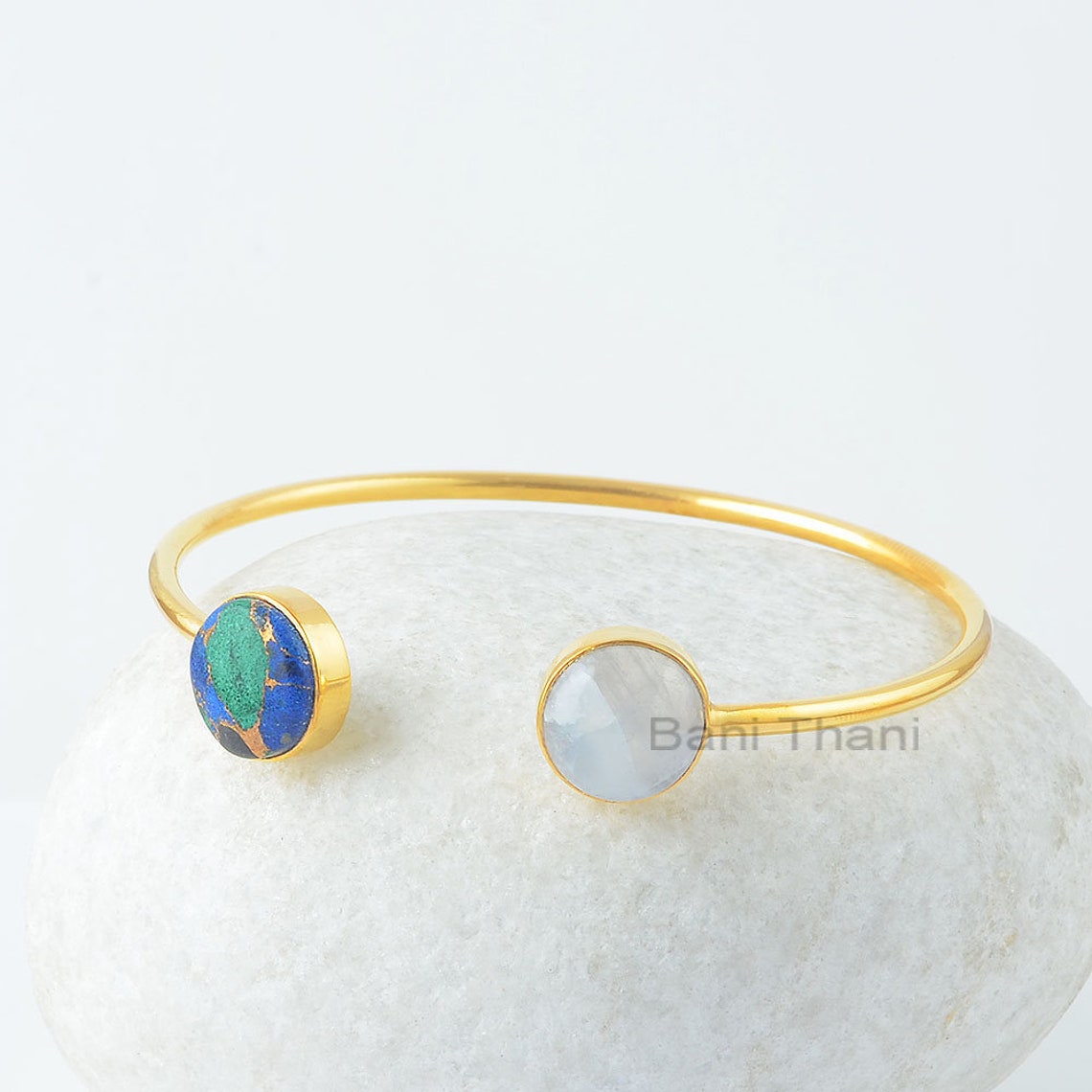 Copper Azurite Rainbow Moonstone Bangle Handmade Bracelet - Etsy