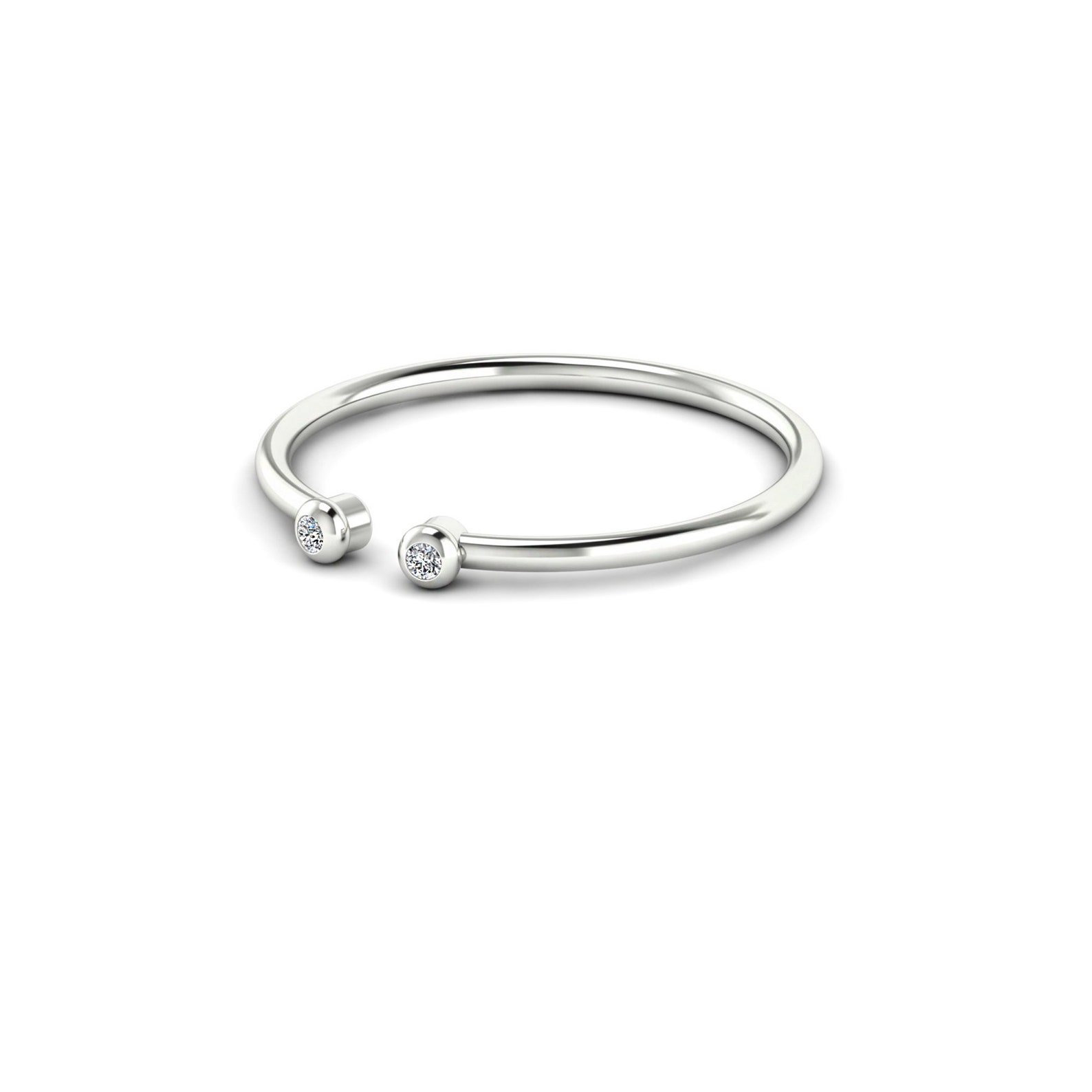 Twin Diamond Open Ring 14k 18k Solid Gold Stackable Diamond - Etsy