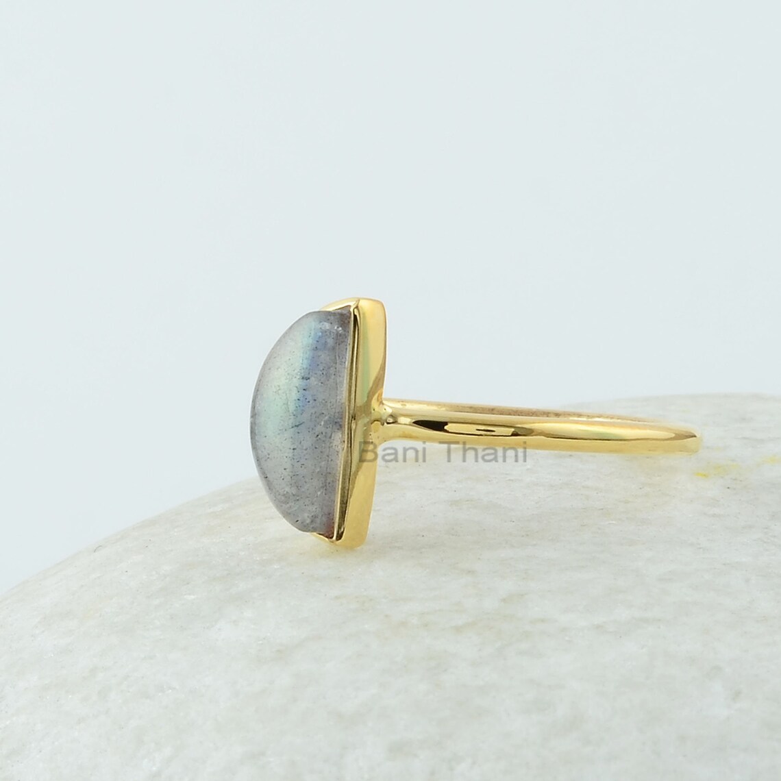 Half Moon Ring Labradorite 5x10 Mm Half Moon Gemstone Ring - Etsy