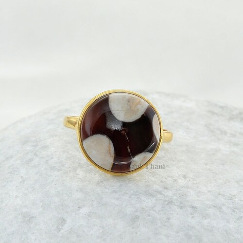 Red Turquoise Round Gemstone Ring 925 Sterling Silver Bezel - Etsy