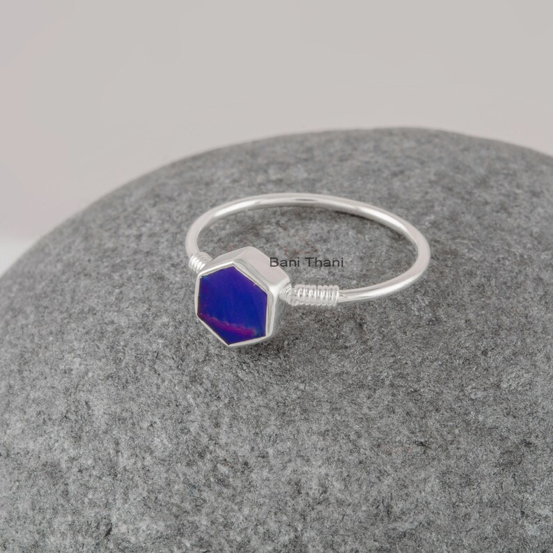 Middle Finger Hexagon Ring - Purple Opal Gemstone Ring - Jewelry for ...