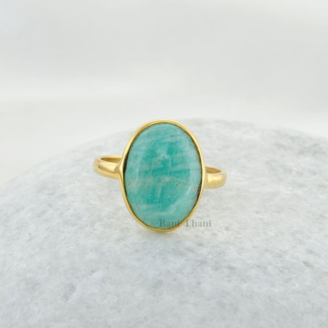 Handmade Ring - Amazonite Gemstone Silver Ring - 10x14mm Oval Ring ...