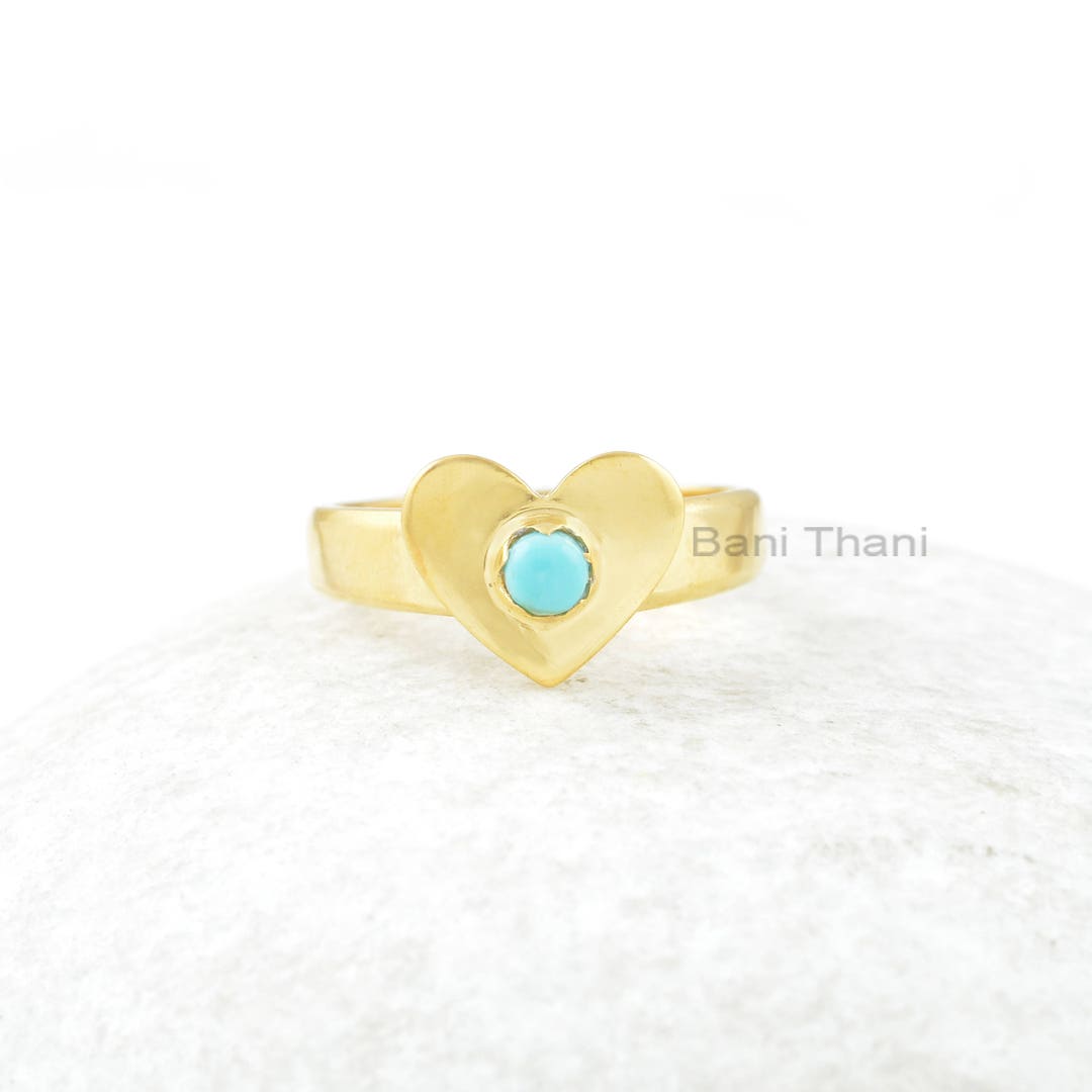 Heart Shape Turquoise Ring, Arizona Turquoise 4x4mm Round Sterling ...