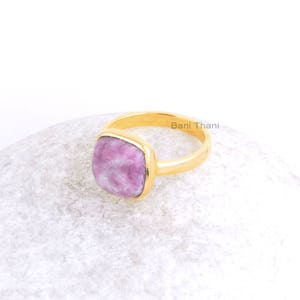 Lepidolite Ring-lepidolite Cushion 10x10mm Gold Plated Sterling Silver ...