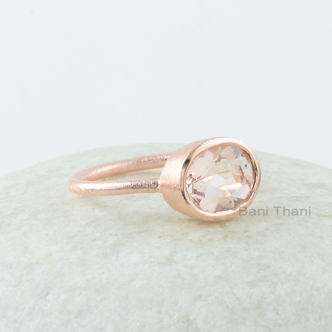 Morganite Ring Morganite Quartz 8x10 Mm Oval Shape Gemstone | Etsy