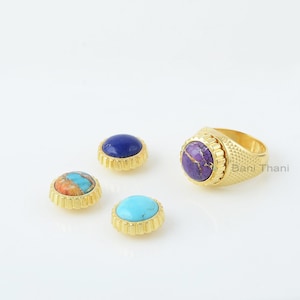 Interchangeable Gemstone Ring - 12mm Round Gemstone Ring - Four Stone ...