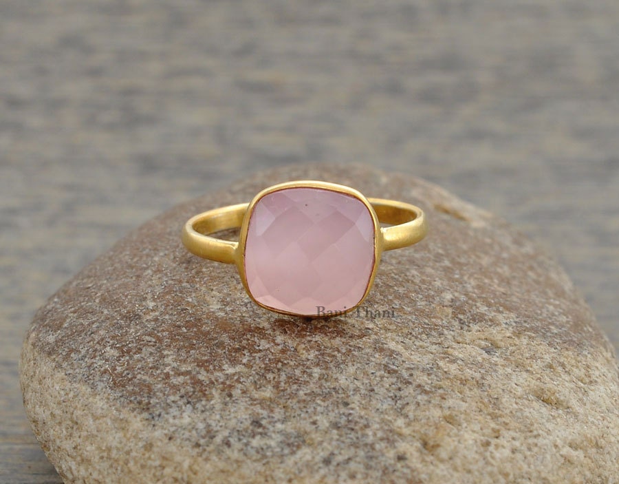 Pink Chalcedony Ring 925 Silver Handmade Ring Faceted - Etsy
