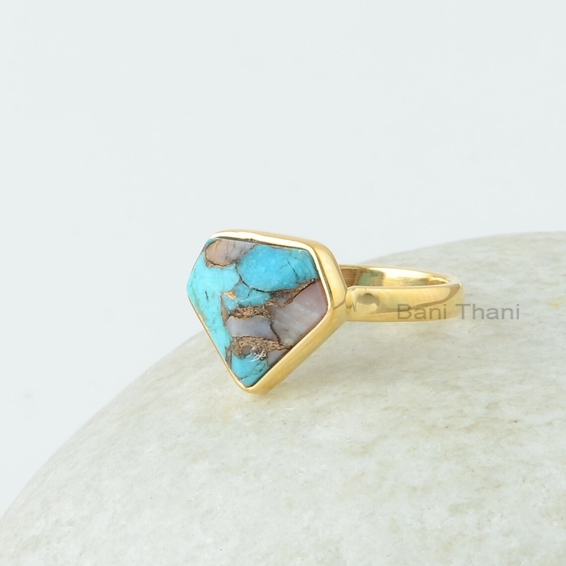Turquoise Vintage Ring Pink Opal Copper Turquoise 11x13mm - Etsy
