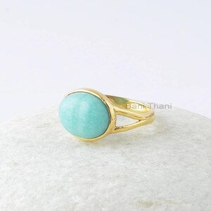 Amazonite Gemstone Ring - 10x14mm Oval Ring - Solid Silver - Gold ...