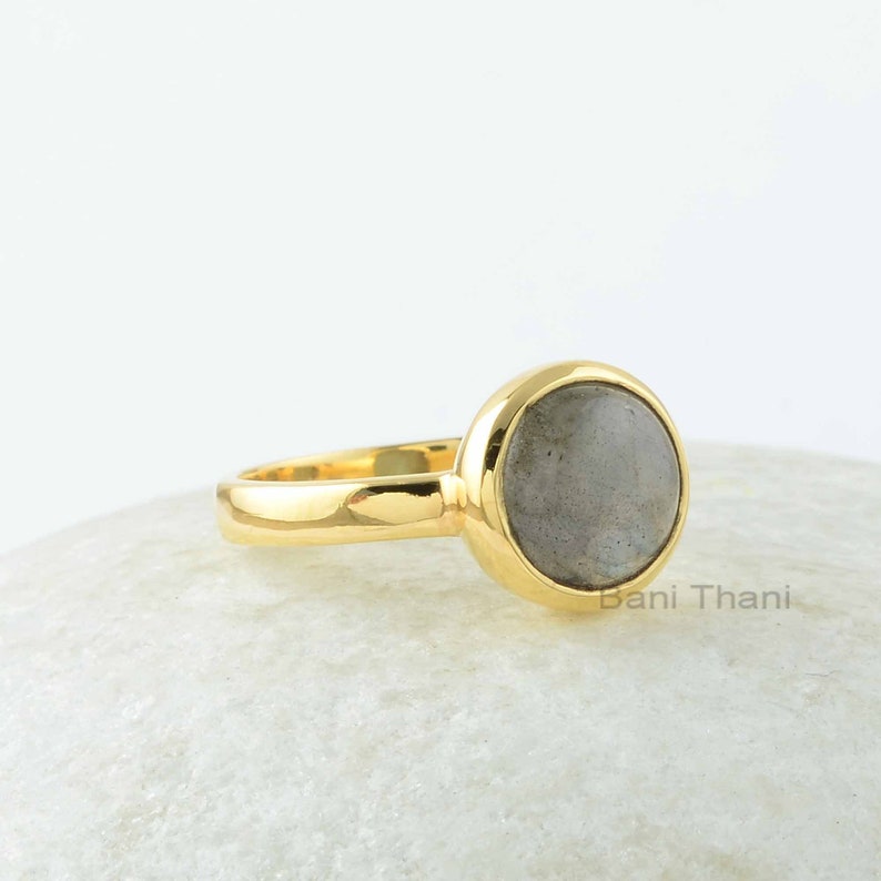 Gold Plated Labradorite Ring Labradorite 9mm Round Shape - Etsy