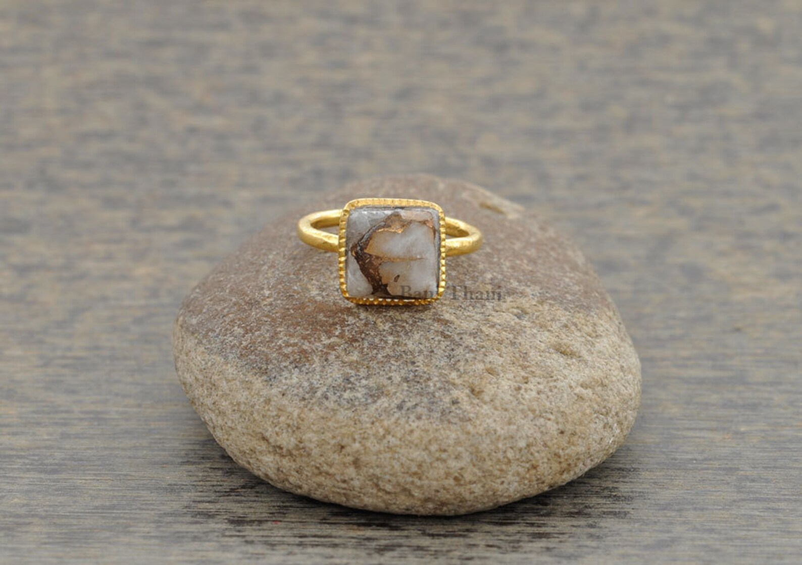 Copper White Calcite Square 10mm Micron Gold Plated 925 | Etsy