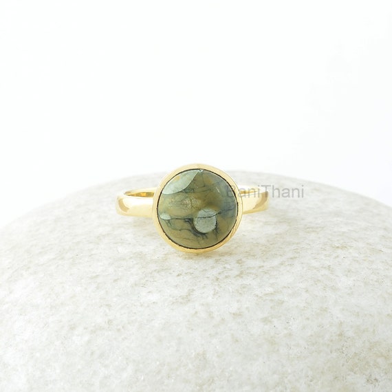 Rhyolite Ring Green Rhyolite 10mm Round Gemstone Ring Silver - Etsy