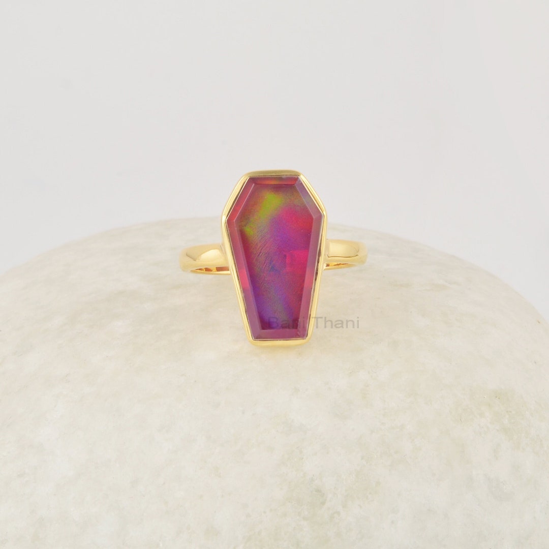 Coffin Ring, Gothic Red Coffin Ring, Vampire Ring, Aurora Opal Ring ...