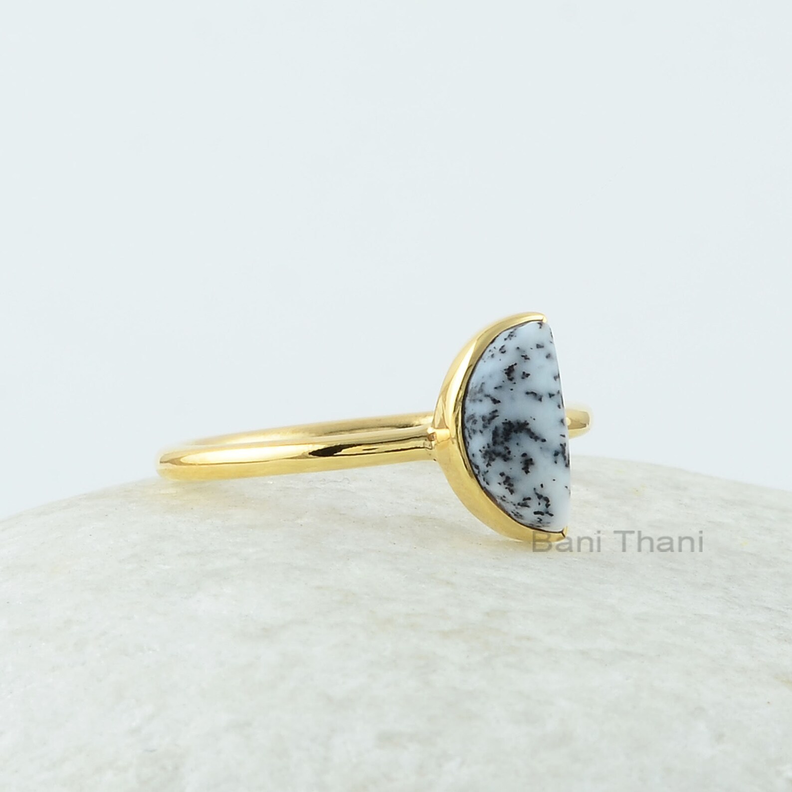 Half Moon Ring Dendrite Agate 5x10 Mm Half Moon Gemstone - Etsy