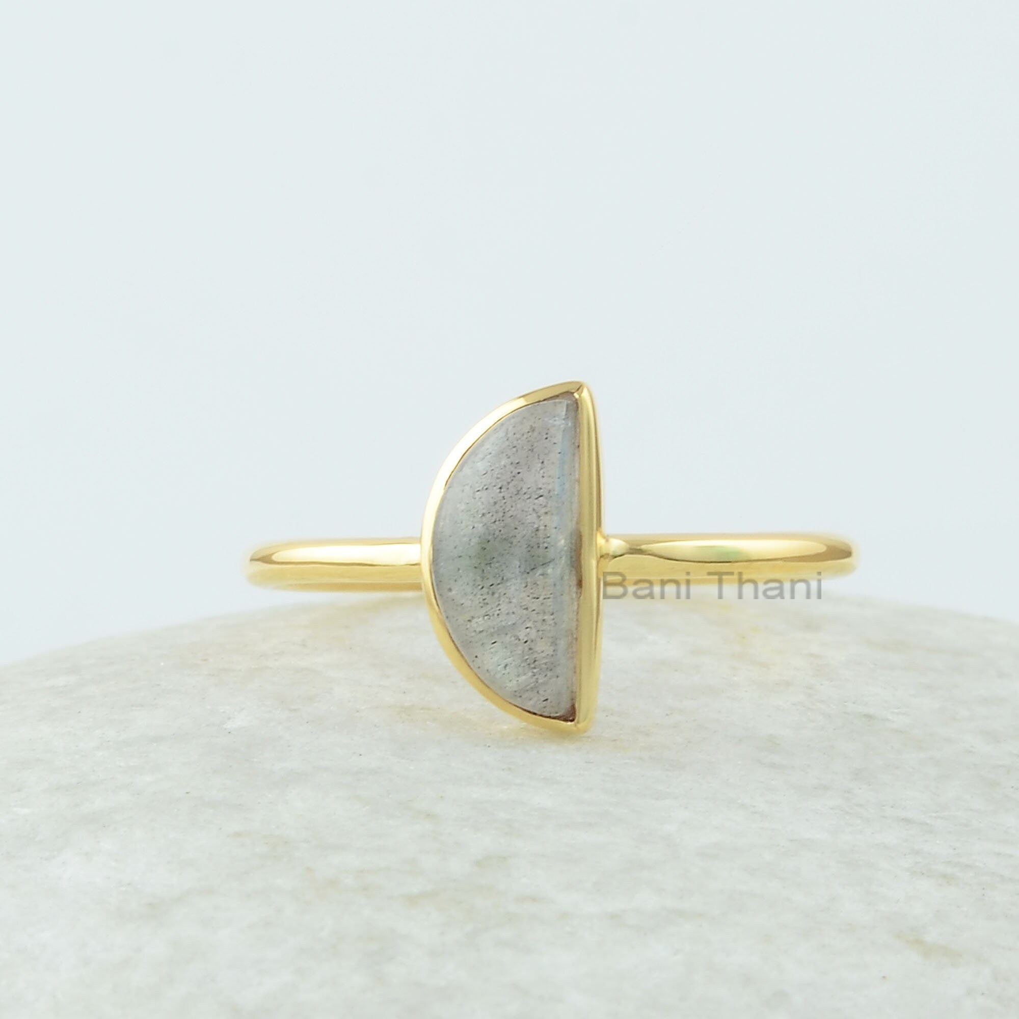 Half Moon Ring Labradorite 5x10 mm Half Moon Gemstone Ring | Etsy