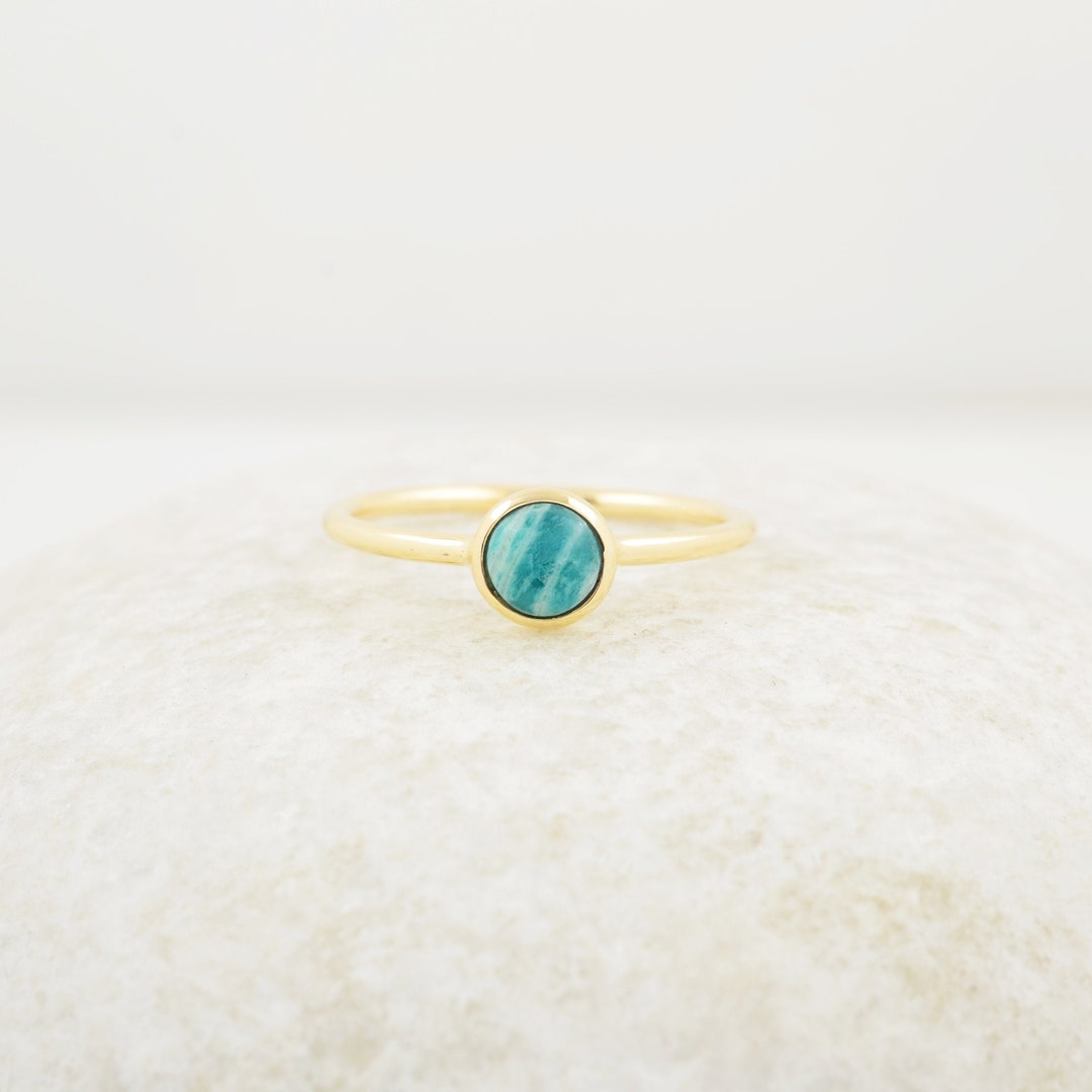 Amazonite Ring - Sterling Silver - Gold Plated Jewelry - Handmade Ring ...