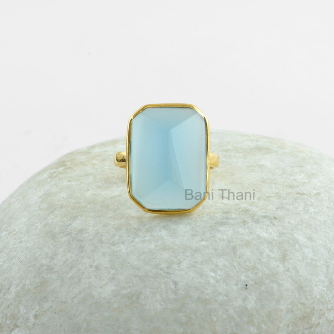 Gemstone Ring, Pyramid Ring, Silver Ring, Blue Chalcedony Pyramid ...